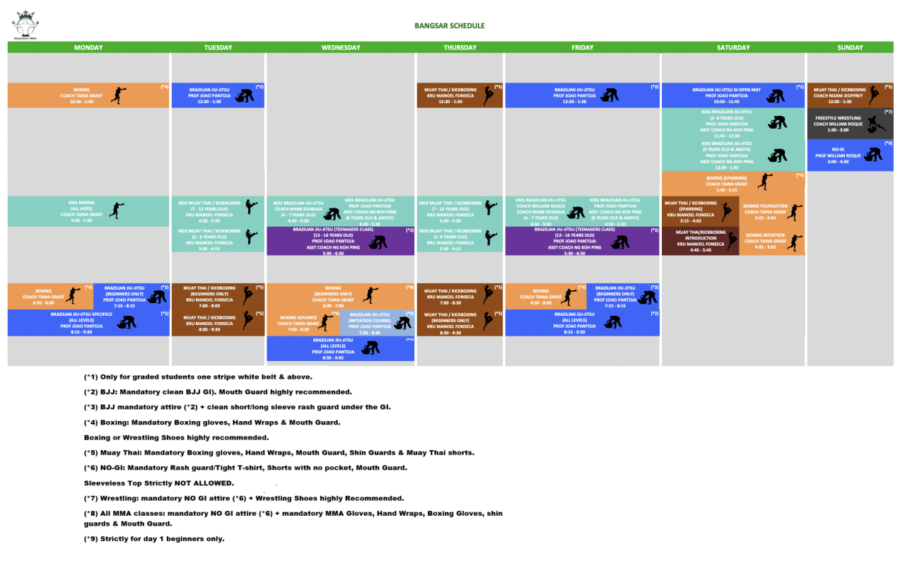 Schedules - Monarchy MMA